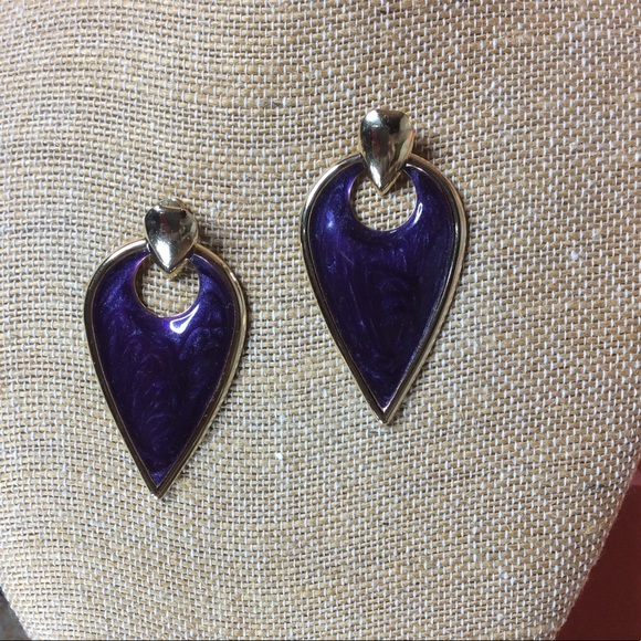 Jewelry | Vintage 8s Purple Swirl Earrings Pierced Goldtone | Poshmark